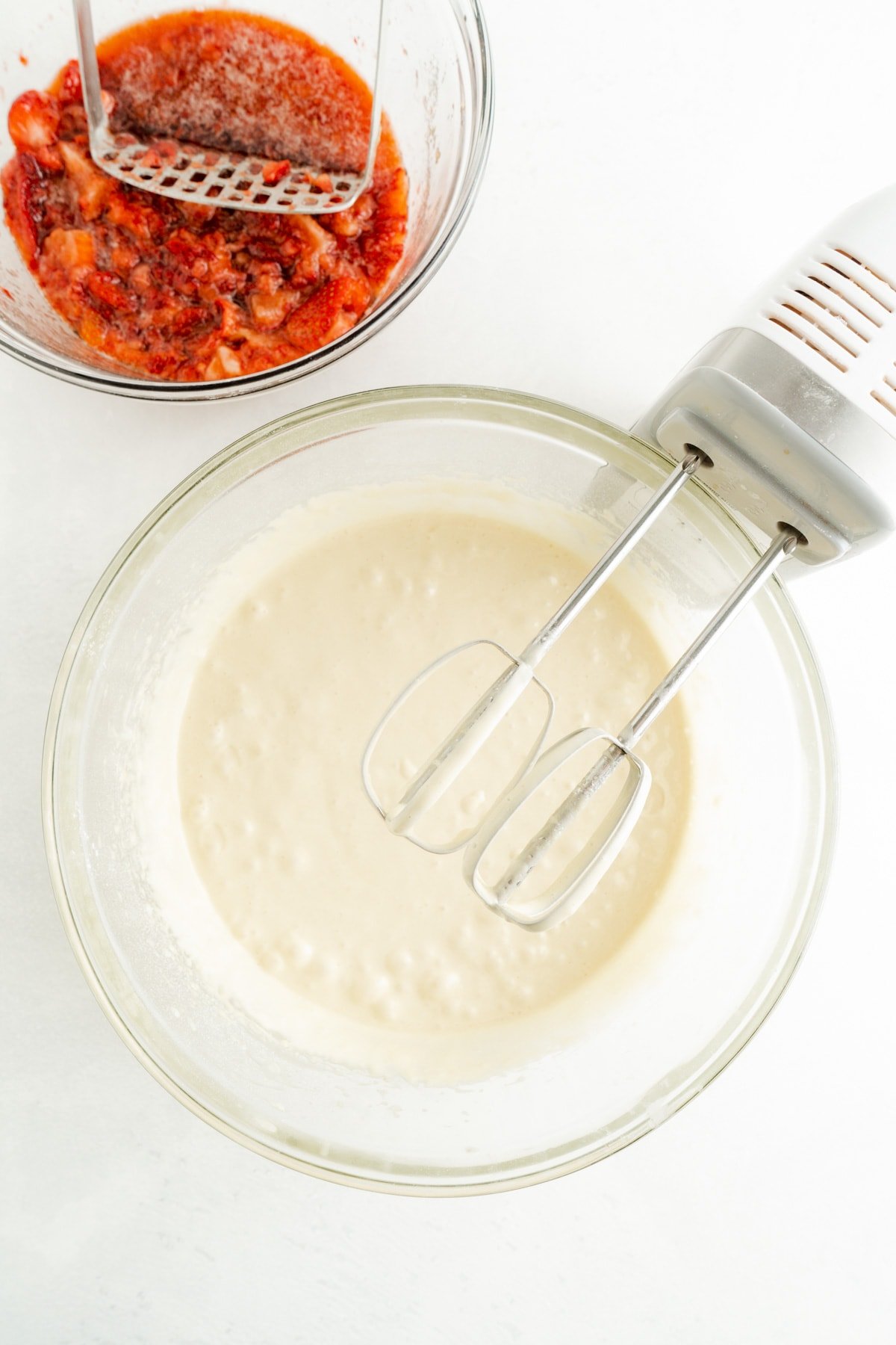 An Easy Strawberry Vanilla Cake made with Cake Mix