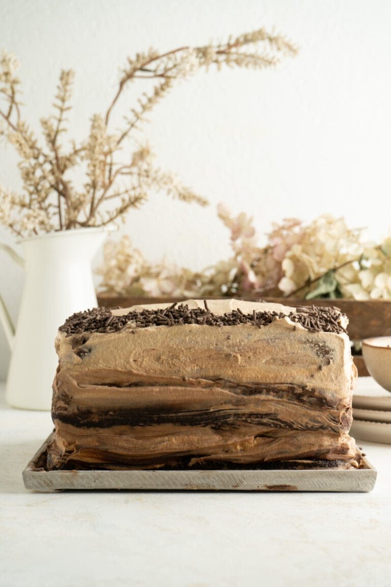 Decadent & Simple Layered Mocha Cream Filled Cake Recipe- The Delicious ...