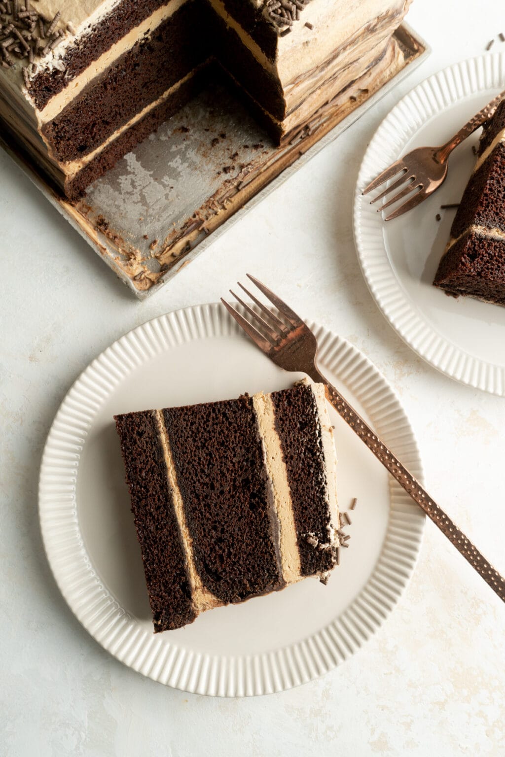 Decadent & Simple Layered Mocha Cream Filled Cake Recipe- The Delicious ...