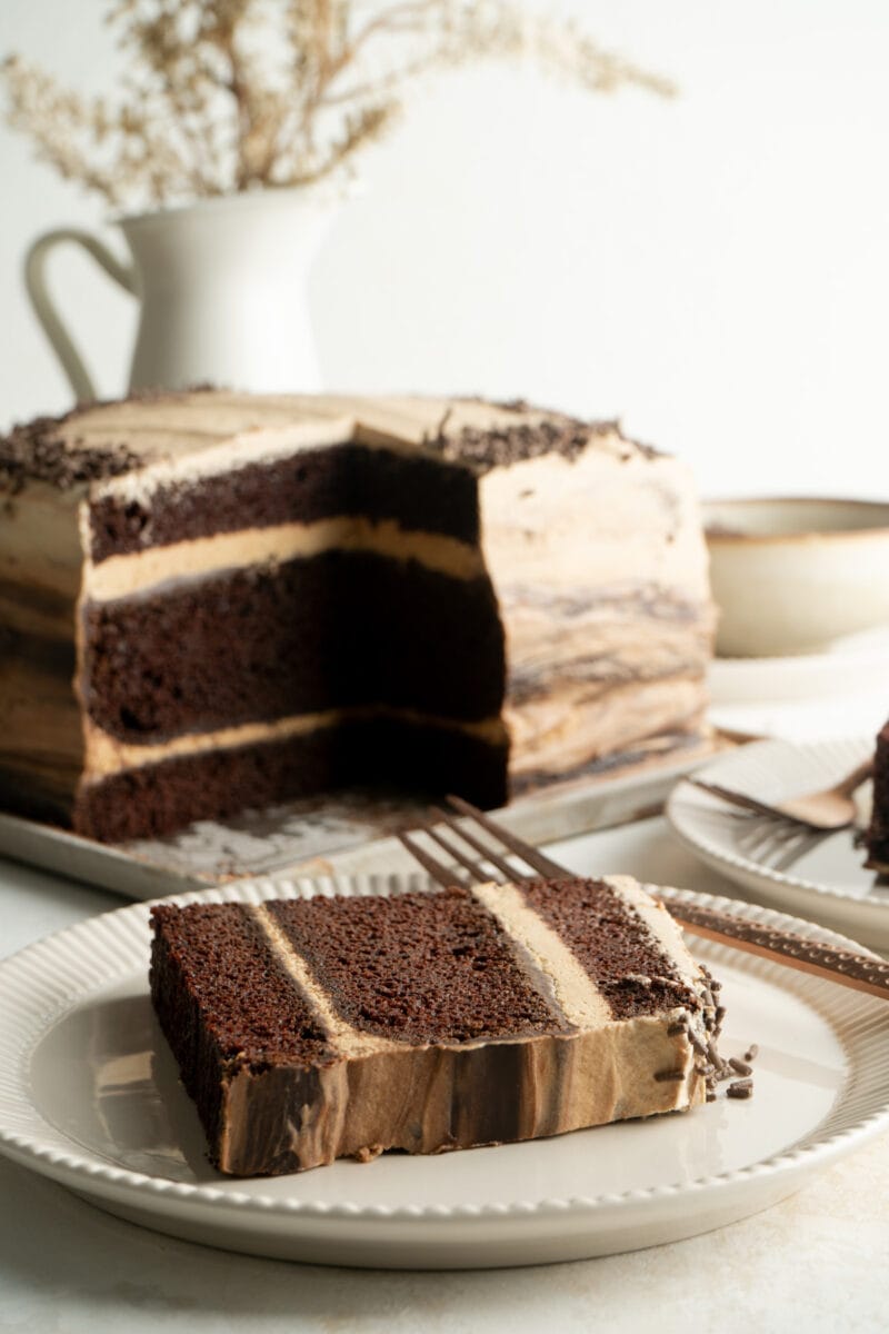 Decadent & Simple Layered Mocha Cream Filled Cake Recipe- The Delicious ...
