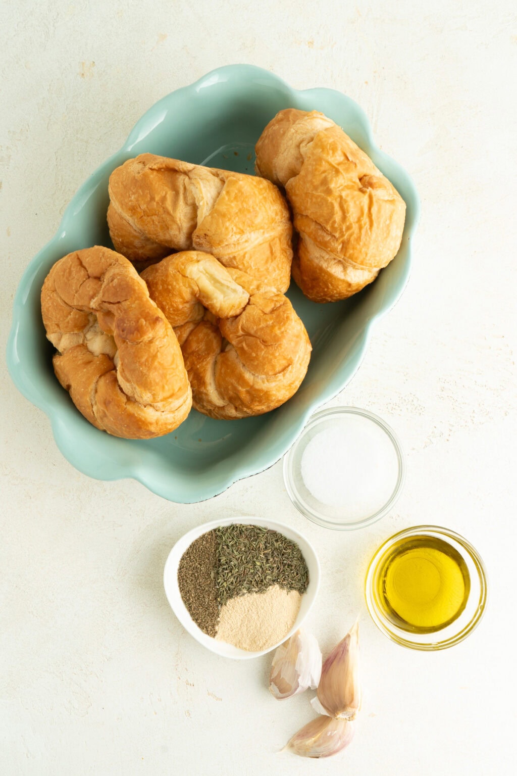 Garlic and Herb Croissant Croutons- The Delicious Spoon